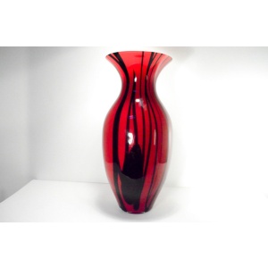 Red and Black Striped Blown Glass Vase by Makora | Angel's Garden Gifts