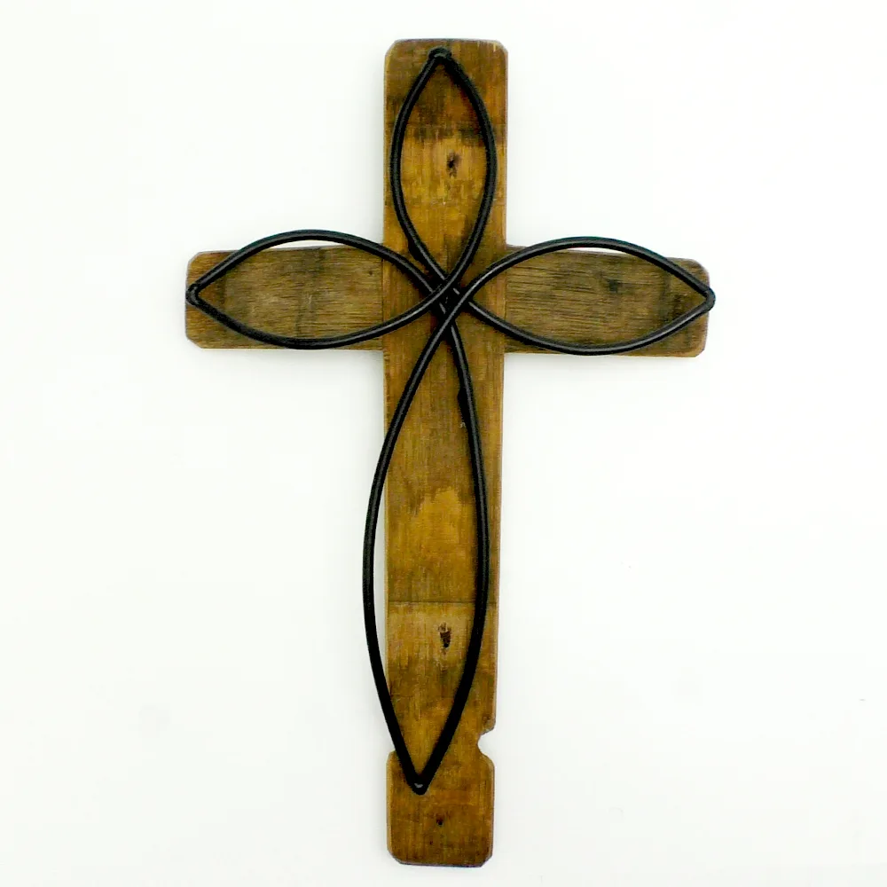 14" Mystic Wine Barrel Cross - Angel's Garden